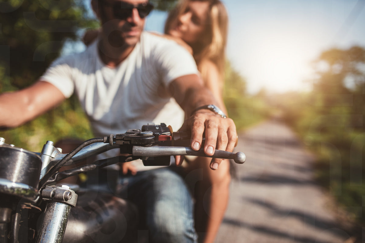 Young couple on motorcycle – Jacob Lund Photography Store- premium ...