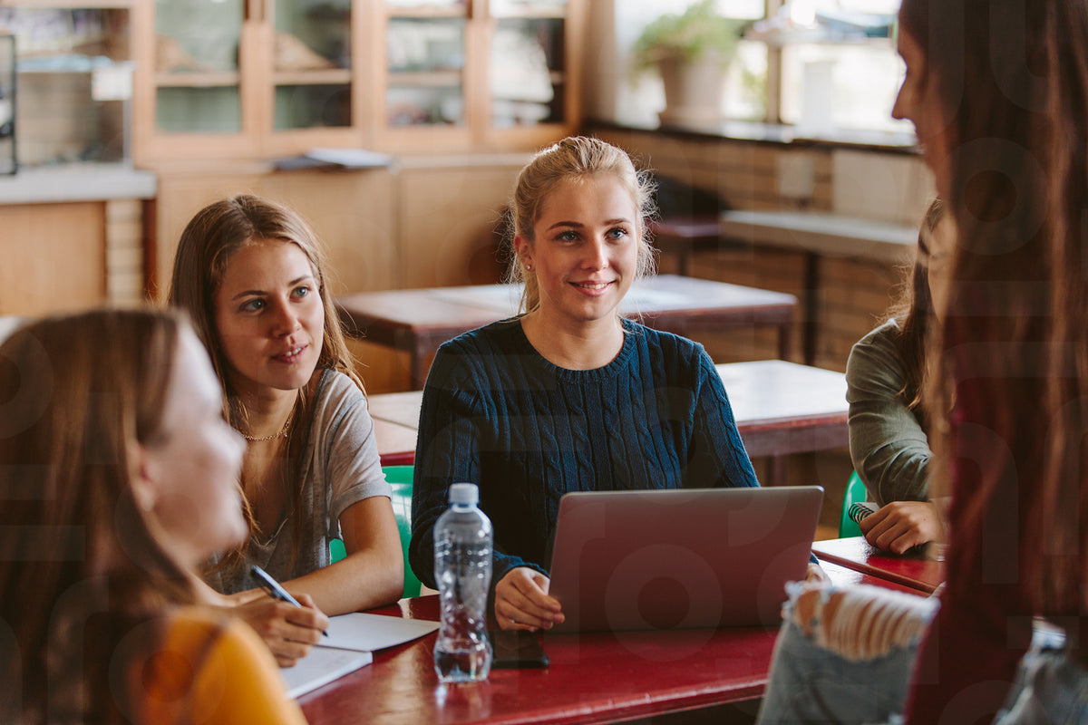 Students chatting in university classroom – Jacob Lund Photography ...