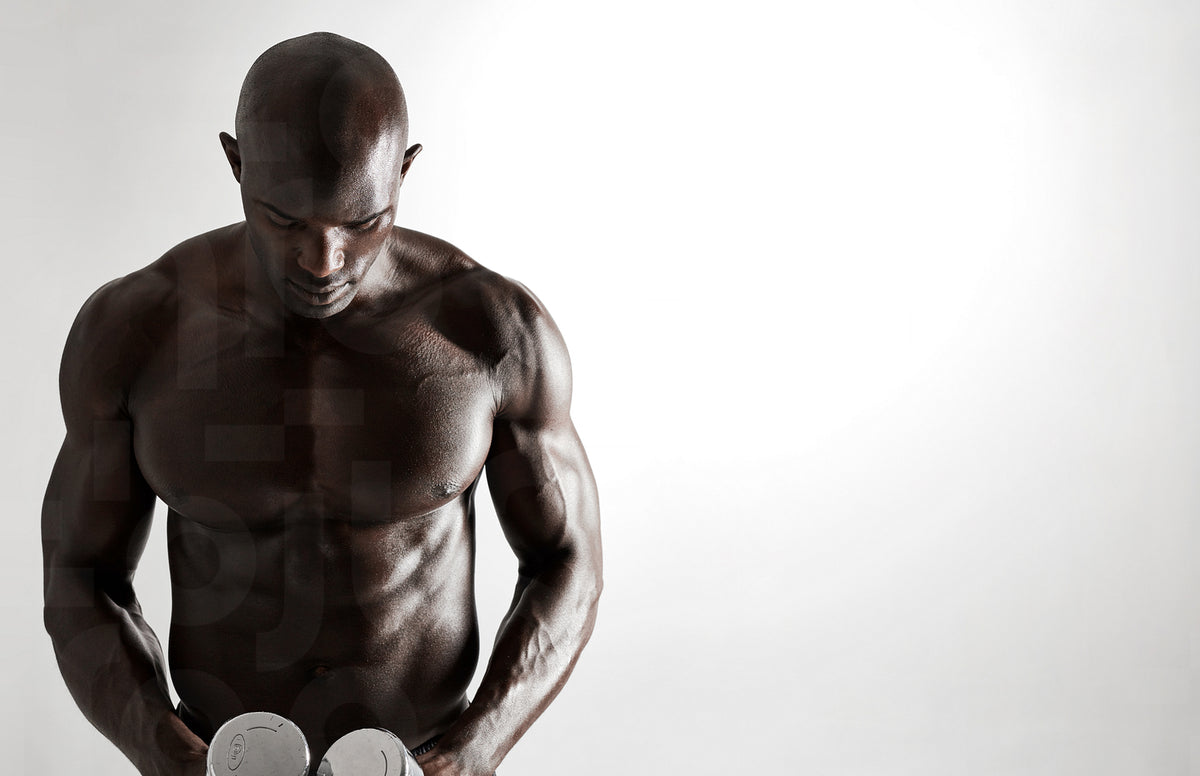 African male bodybuilder with dumbbells – Jacob Lund Photography Store ...