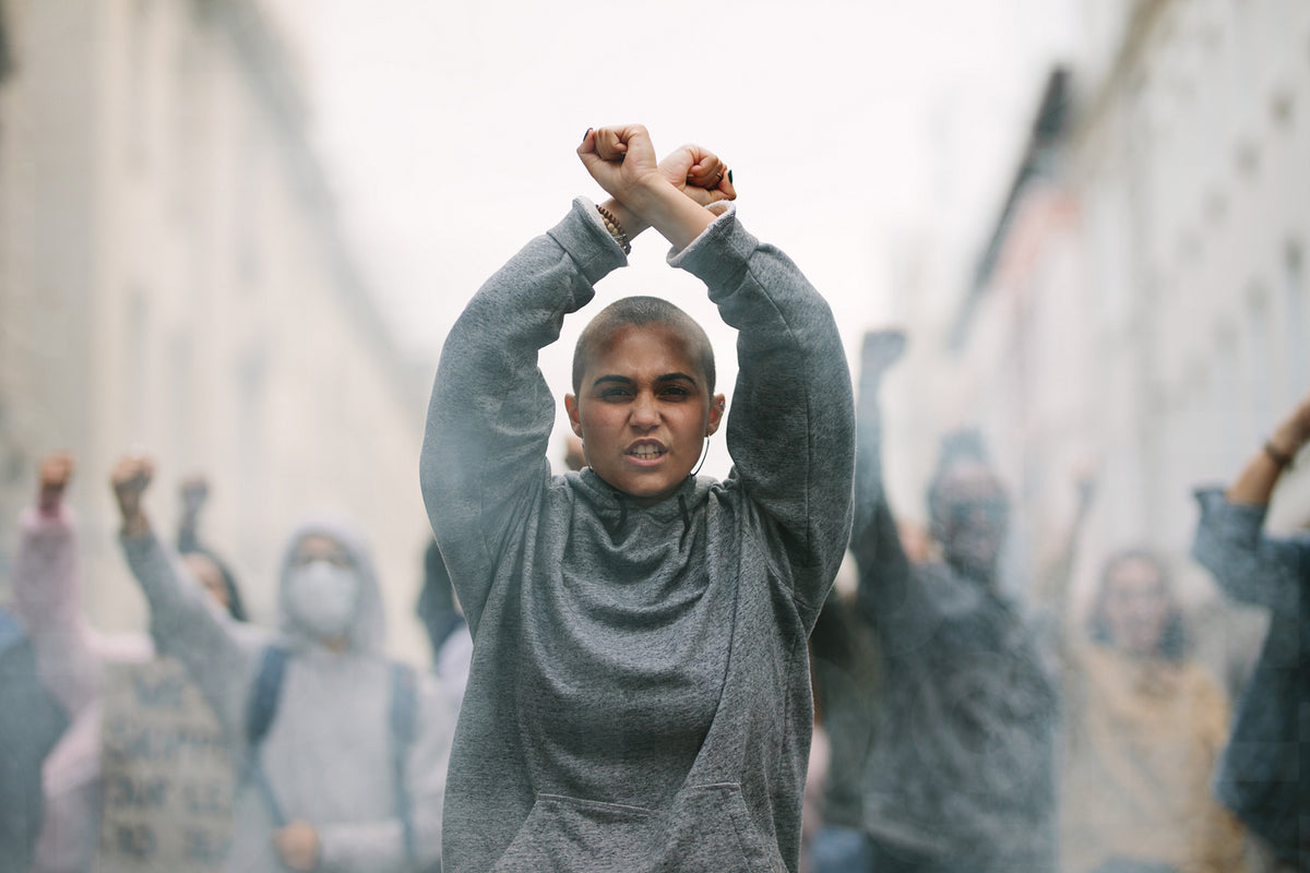 Female activist protesting at a strike – Jacob Lund Photography Store ...