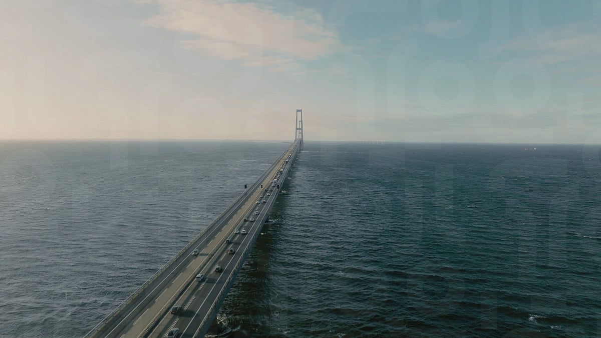 The Great Belt Bridge from above, with magnificent road infrastructure ...