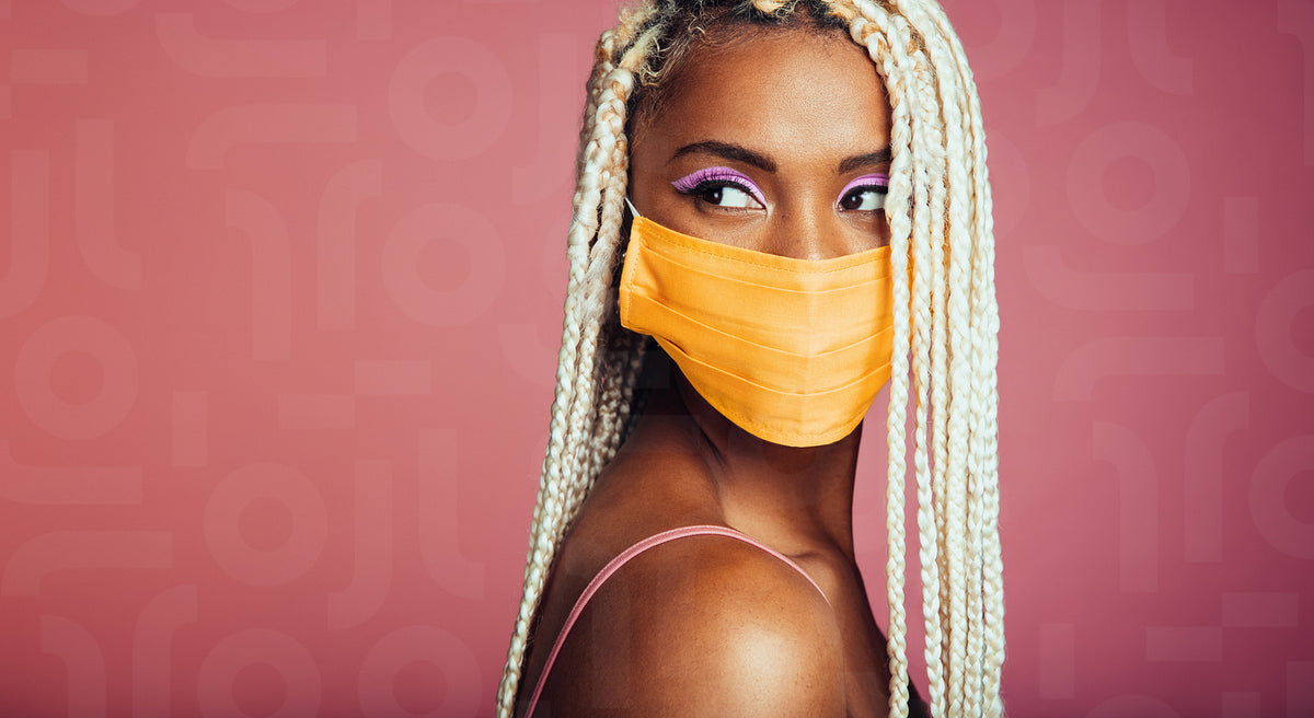 Woman with blonde box braids wearing face mask – Jacob Lund Photography ...
